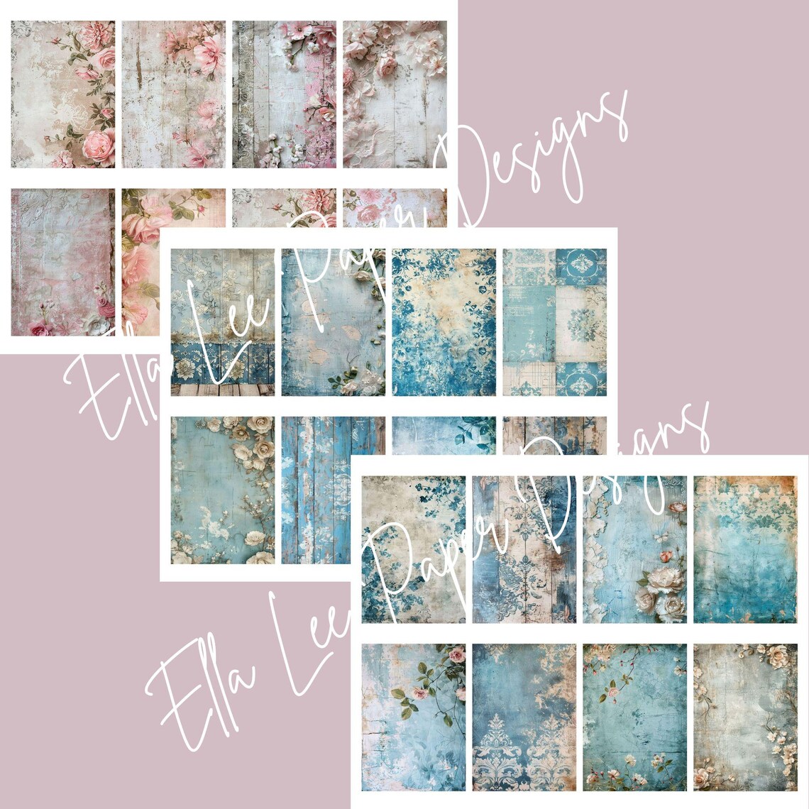 200 Shabby Chic Floral Digital Artist Trading Cards | Mega Set of ATC ...