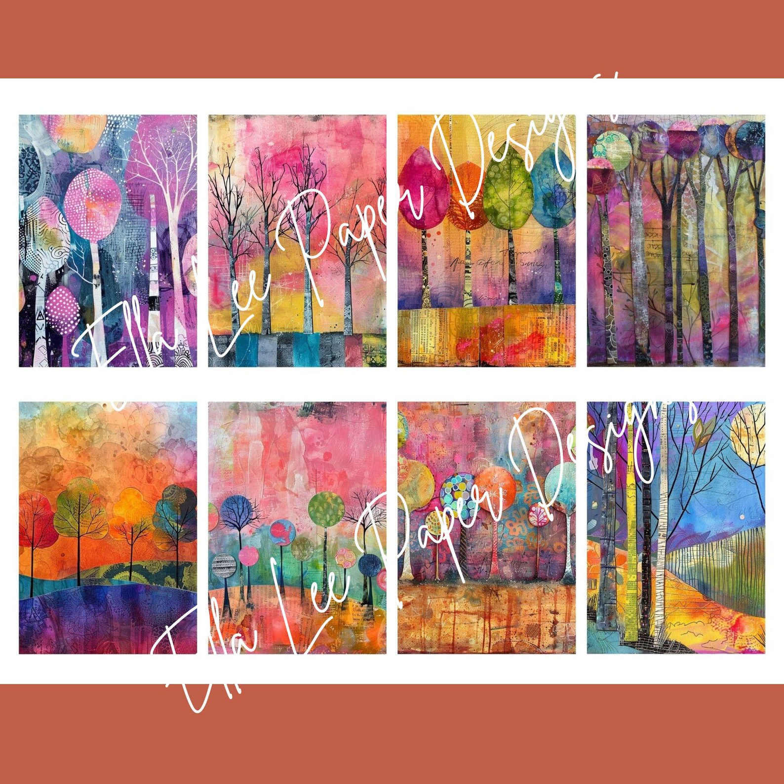80 Whimsical Trees Artist Trading Cards | Instant Download | ATC Cards ...