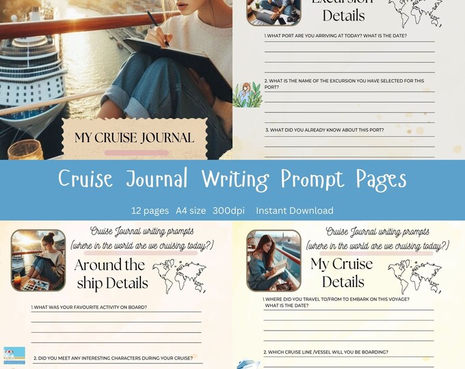 Journal Writing Prompts |cruise |travel Writing |travel Diary Pages |A4 ...