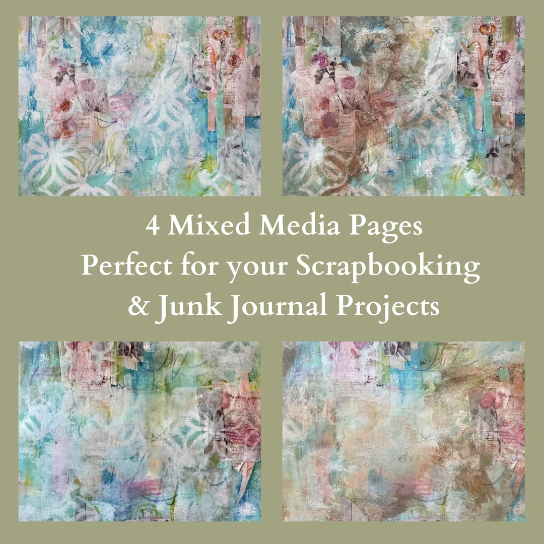 4 Pages, Mixed Media Backgrounds Pages, Instant Download, for Junk ...