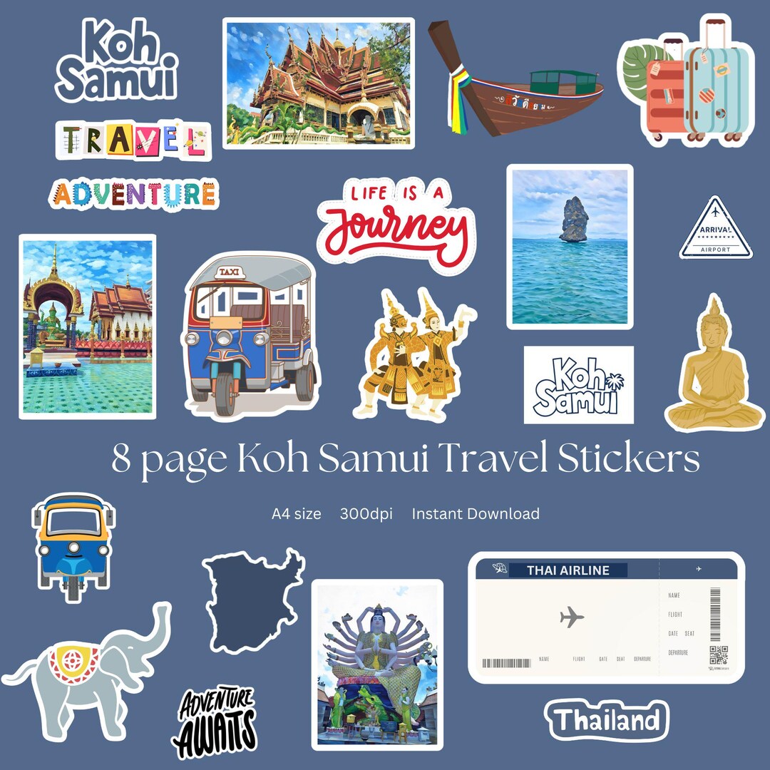 Koh Samui DIGITAL Sticker Kit |A4 Size |8 Pages|travel|print at Home on ...