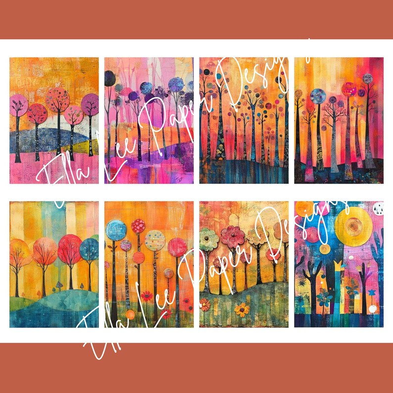 80 Whimsical Trees Artist Trading Cards | Instant Download | ATC Cards ...