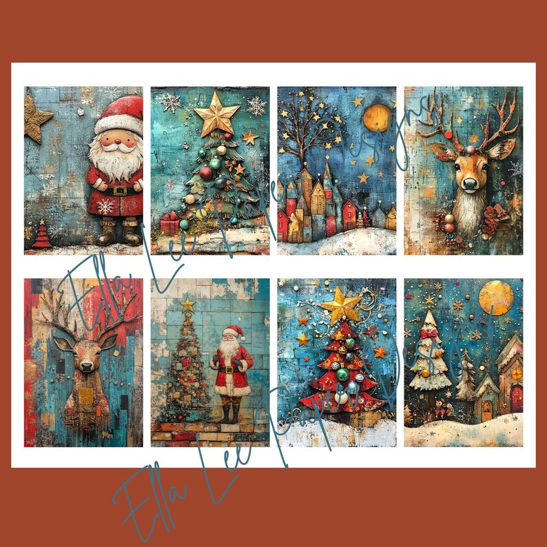 8.5x11 Christmas 24 Digital Artist Trading Cards | Instant Download ...
