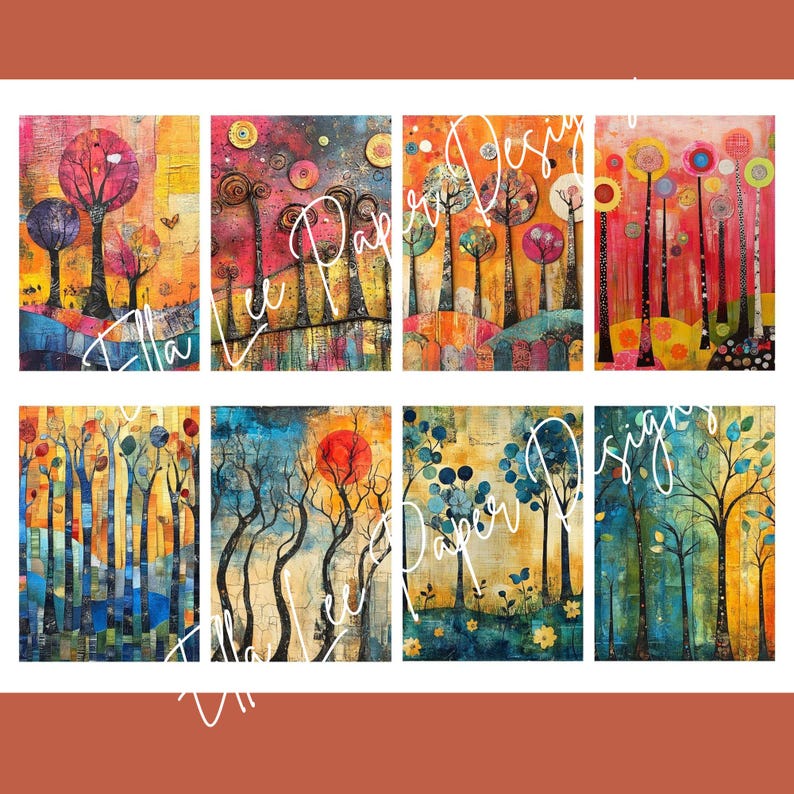 80 Whimsical Trees Artist Trading Cards | Instant Download | ATC Cards ...