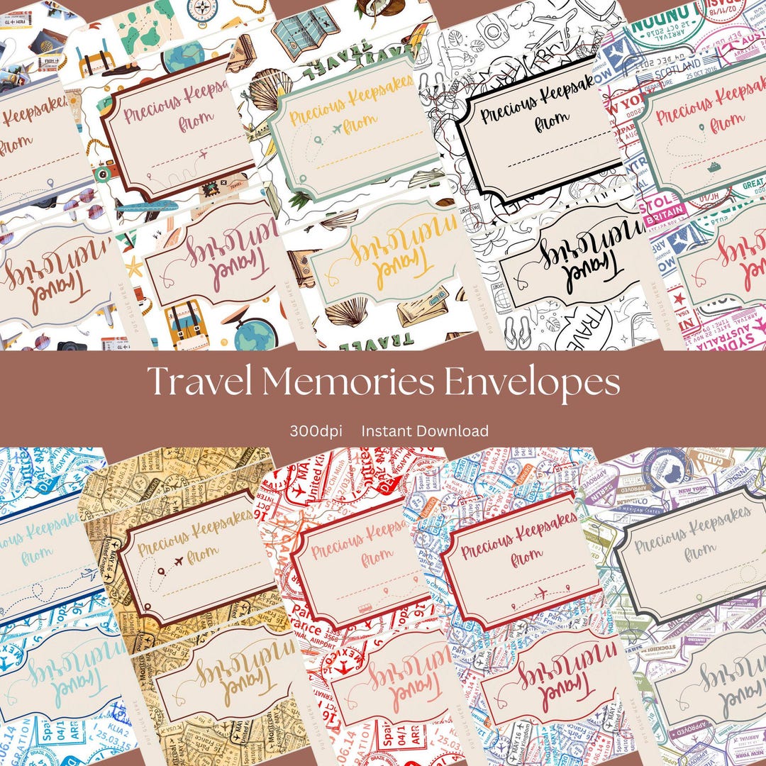 10 Printable Travel Envelopes |8.5 X 11 Inch Pockets for Ticket Stubs ...