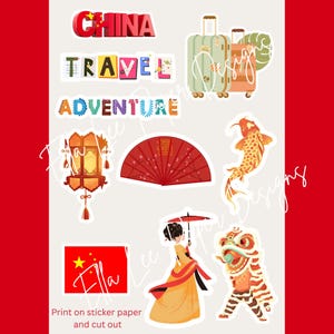 A4 China Stickers for Holidays Travelling Scrapbook Journal Stickers ...