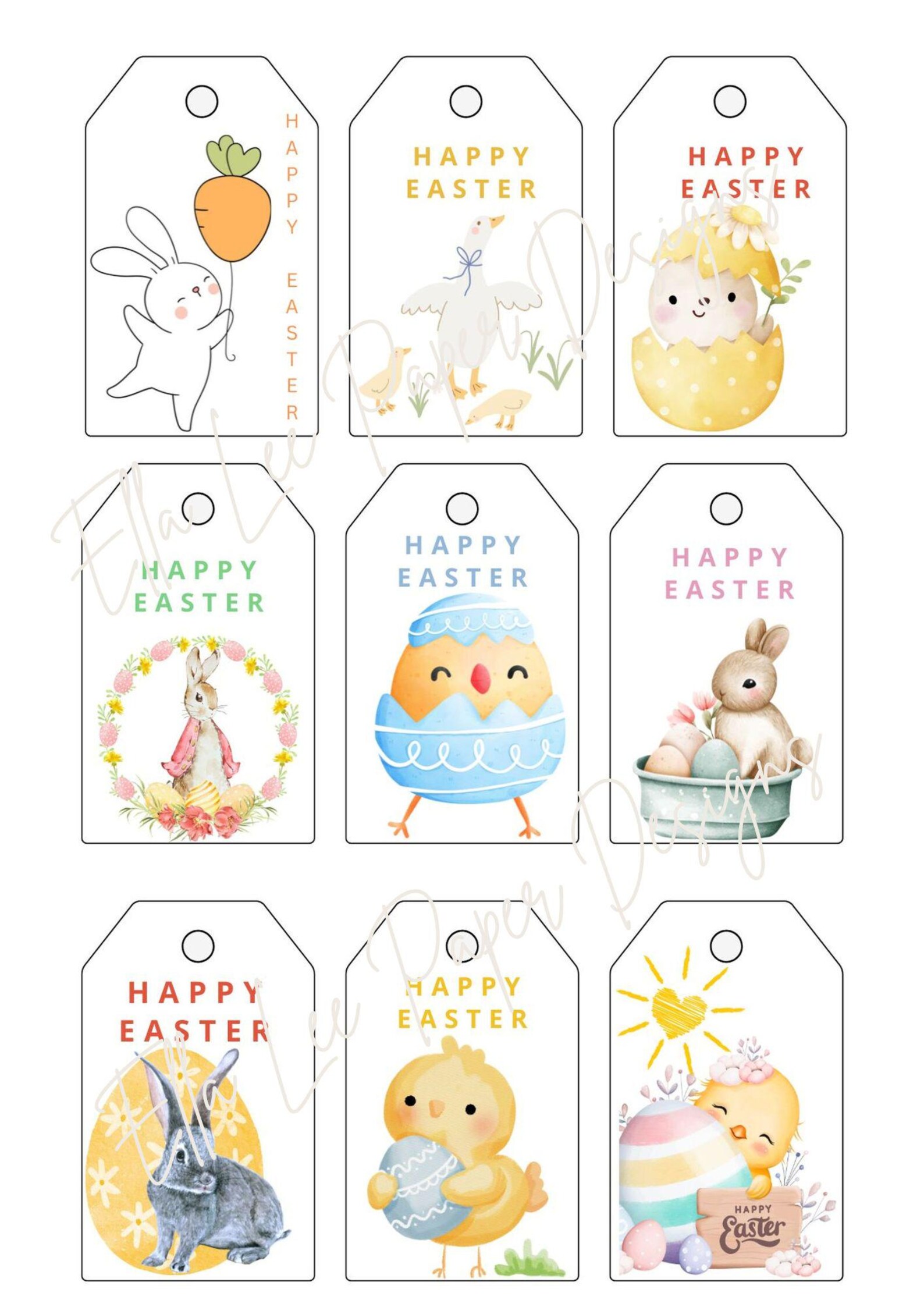Printable Easter Gift Tags A4 / Instant Download Easter Bunny & Chick ...