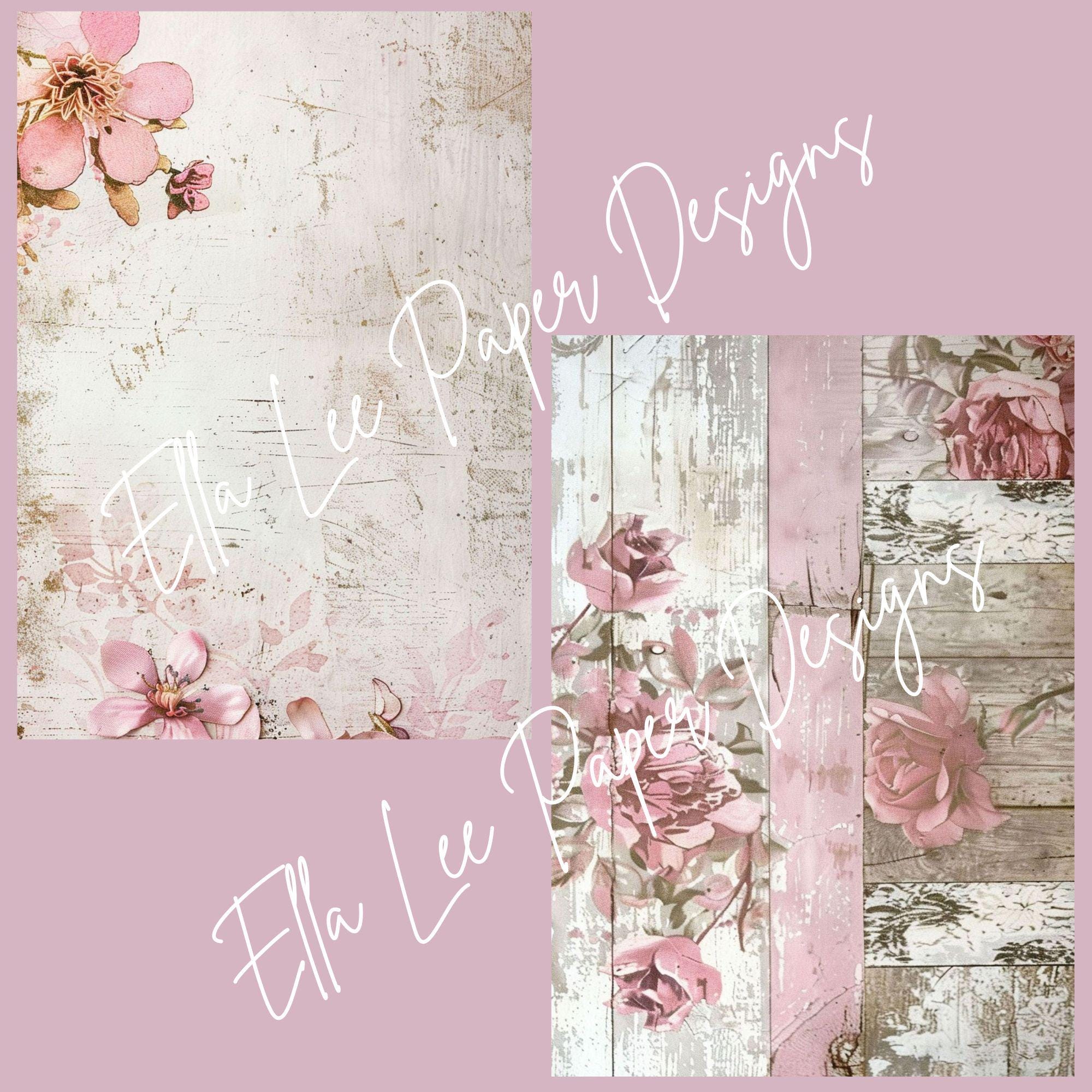 12 Dollhouse Wallpaper Designs | A4 Size | Shabby Chic Pink | Digital ...