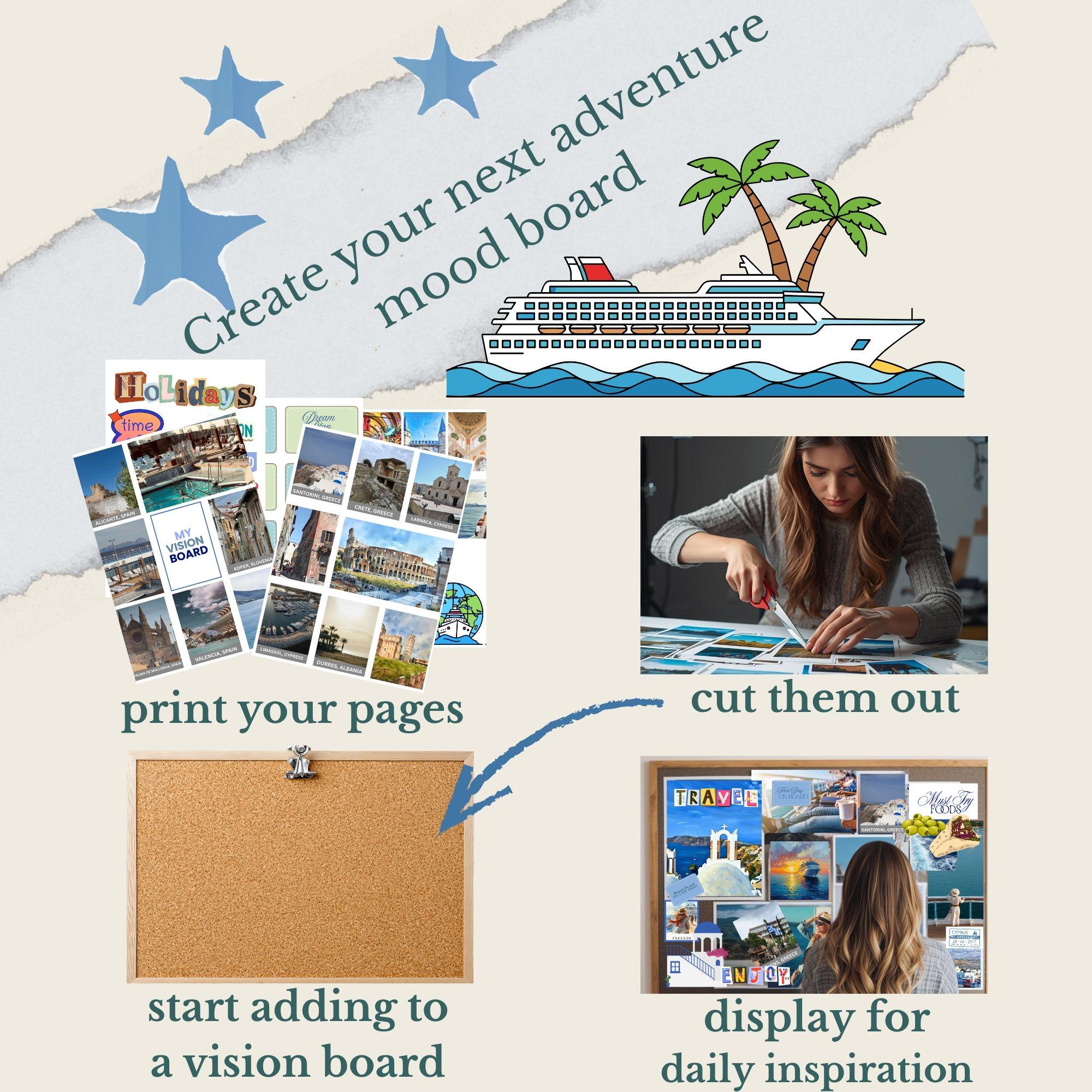 Europe Travel Vision Board Kit- Printable Scrapbook and Planner | 8 ...