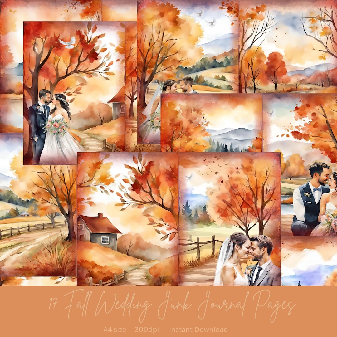 A4 Fall Wedding Junk Journal Wedding Scrapbooking Papers Vintage ...