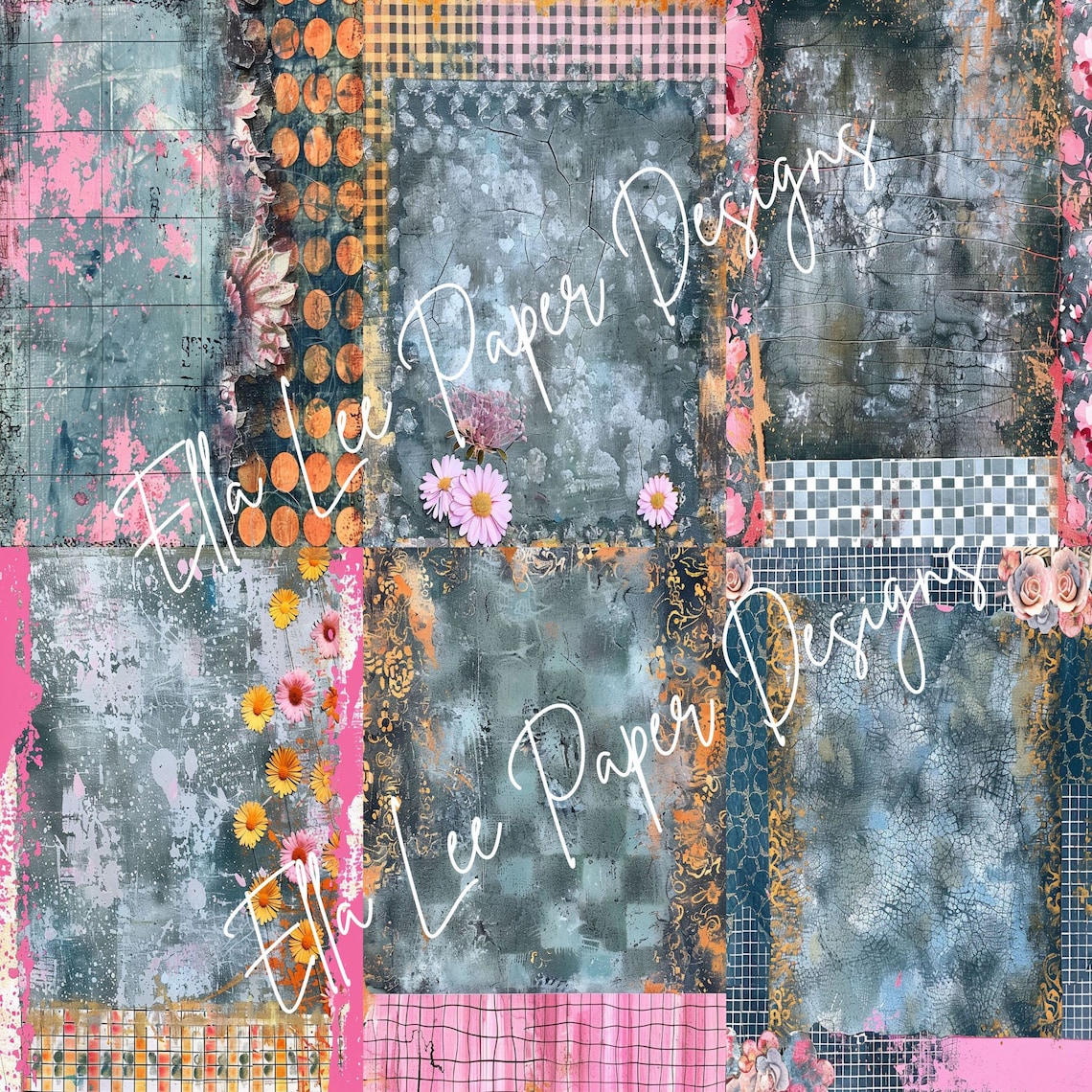 Mixed Media Backgrounds Digital Papers Junk Journal Paper Printable ...