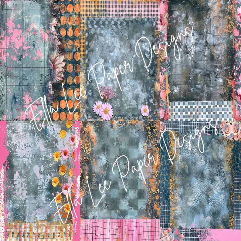 Mixed Media Backgrounds Digital Papers Junk Journal Paper Printable ...