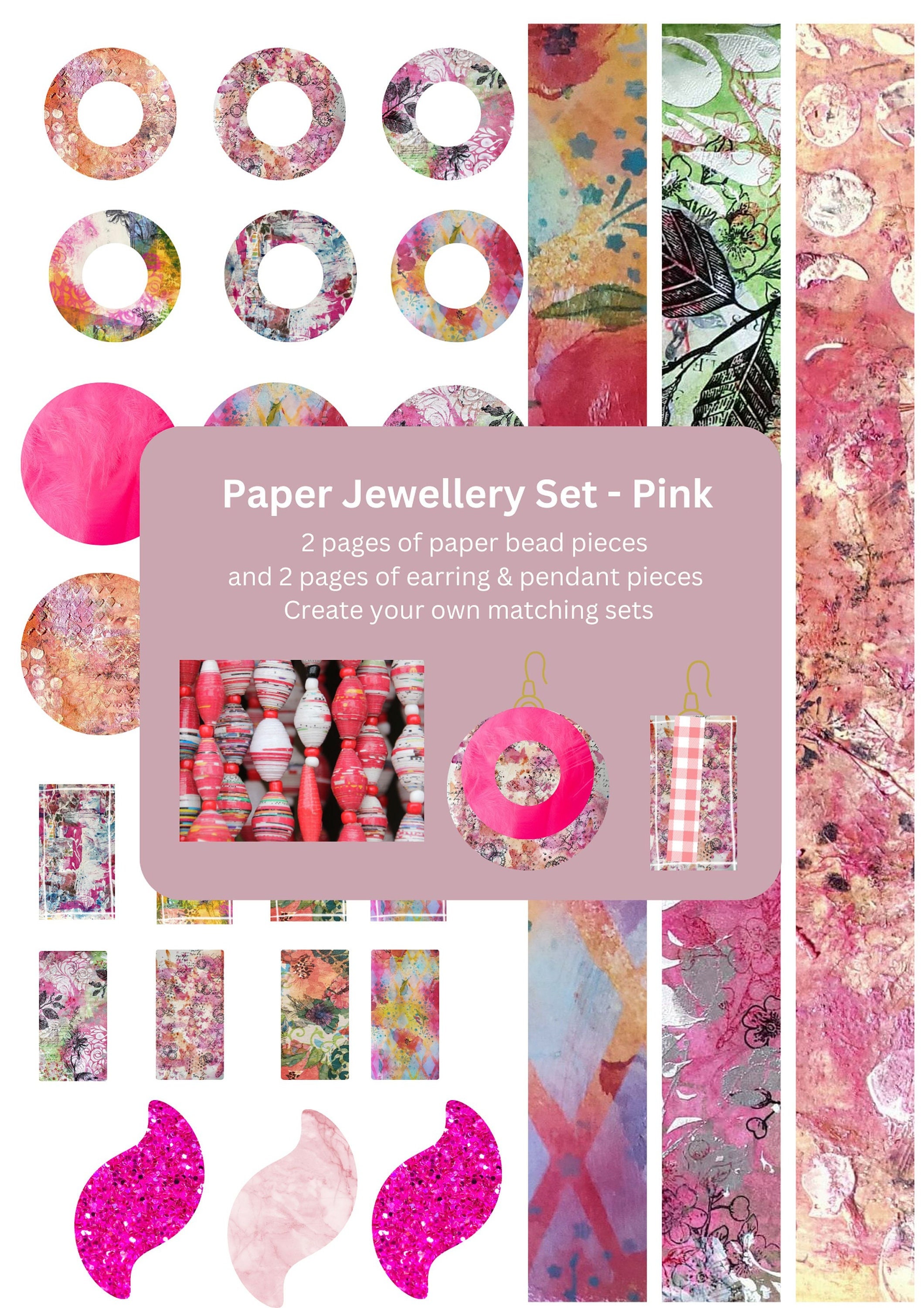 Paper Jewellery Set Pink Make Your Own Paper Beads and Matching ...
