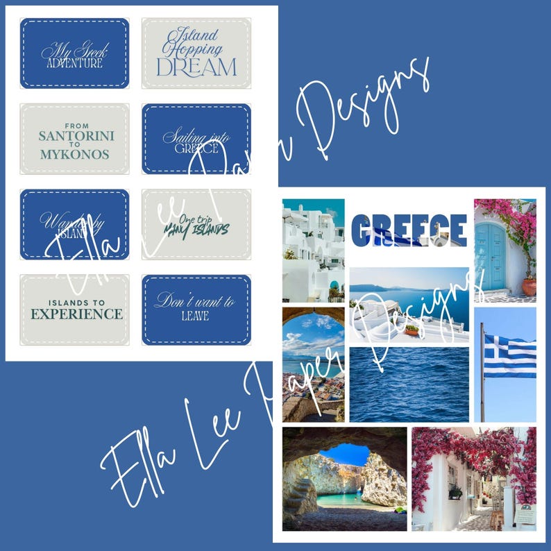Greece Travel Vision Board Kit- Island Adventure Scrapbook Kit- Holiday ...