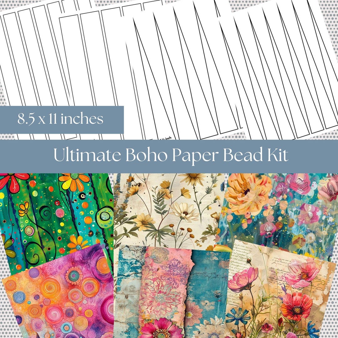 8.5 X 11 Inch | Ultimate Boho Paper Bead Kit | 6 Papers + 4 Bead ...