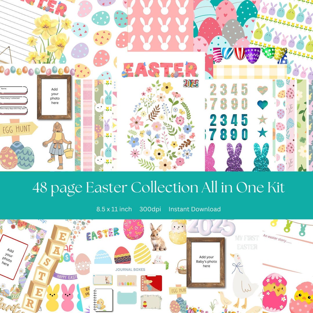 Easter BULK PAPER KIT | 8.5x11 Inch | 48 Pages |all in One Kit |junk ...