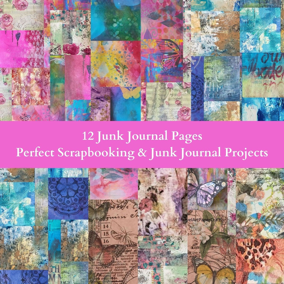 12 Junk Journal Backgrounds | A4 Size | for Junk Journals, Scrapbooks ...