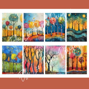 80 Whimsical Trees Artist Trading Cards | Instant Download | ATC Cards ...