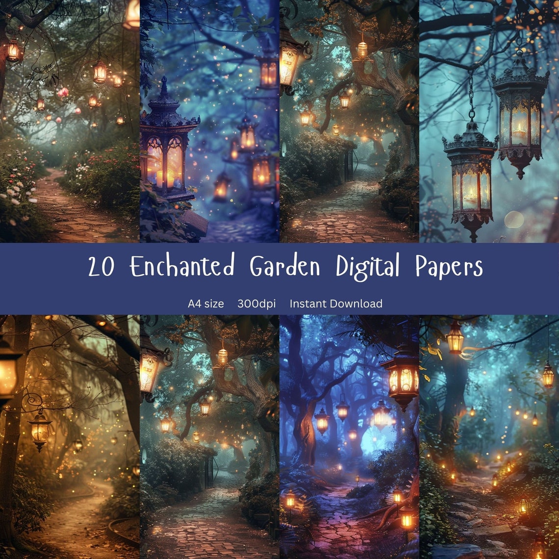Enchanted Garden Digital Paper | Junk Journal Paper | Printable Paper ...