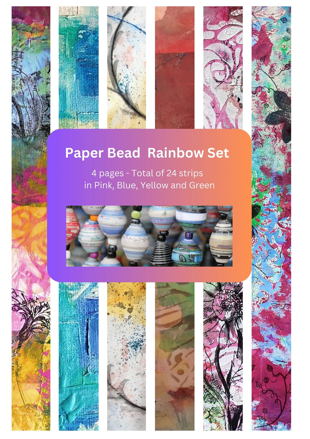 Paper Bead Strips- Set of 24 Colors -rainbow Set- Print at Home- Basic ...