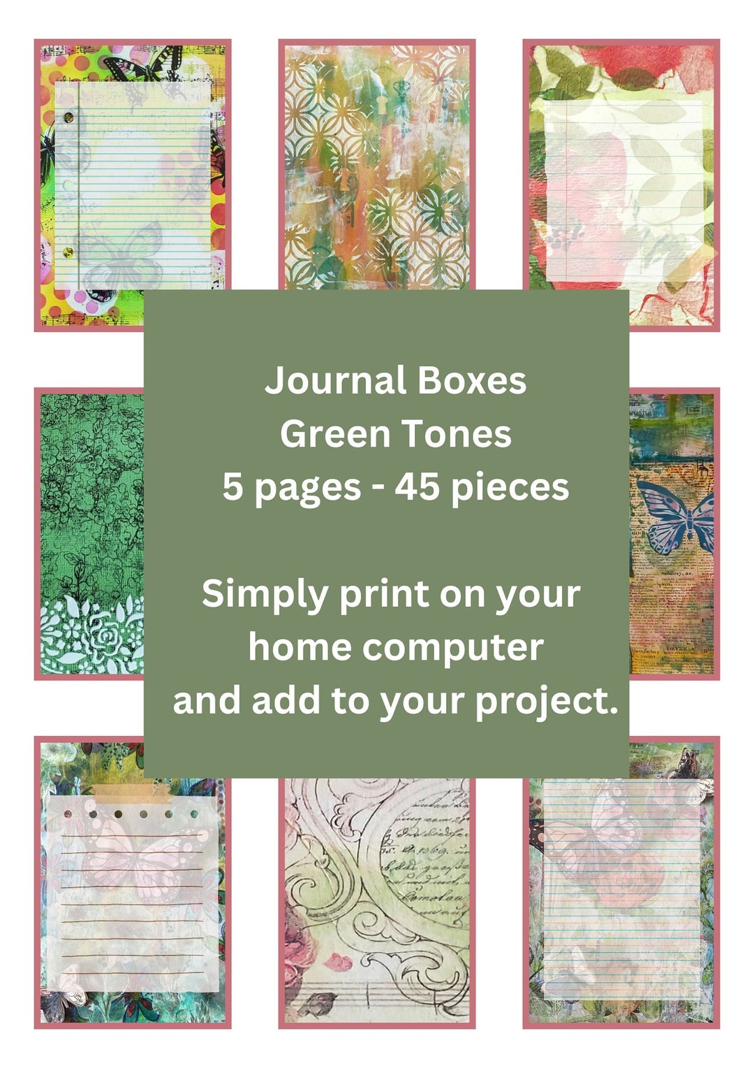Junk Journal Boxes, Green Tones, Personalise Your Scrapbooking and Junk ...