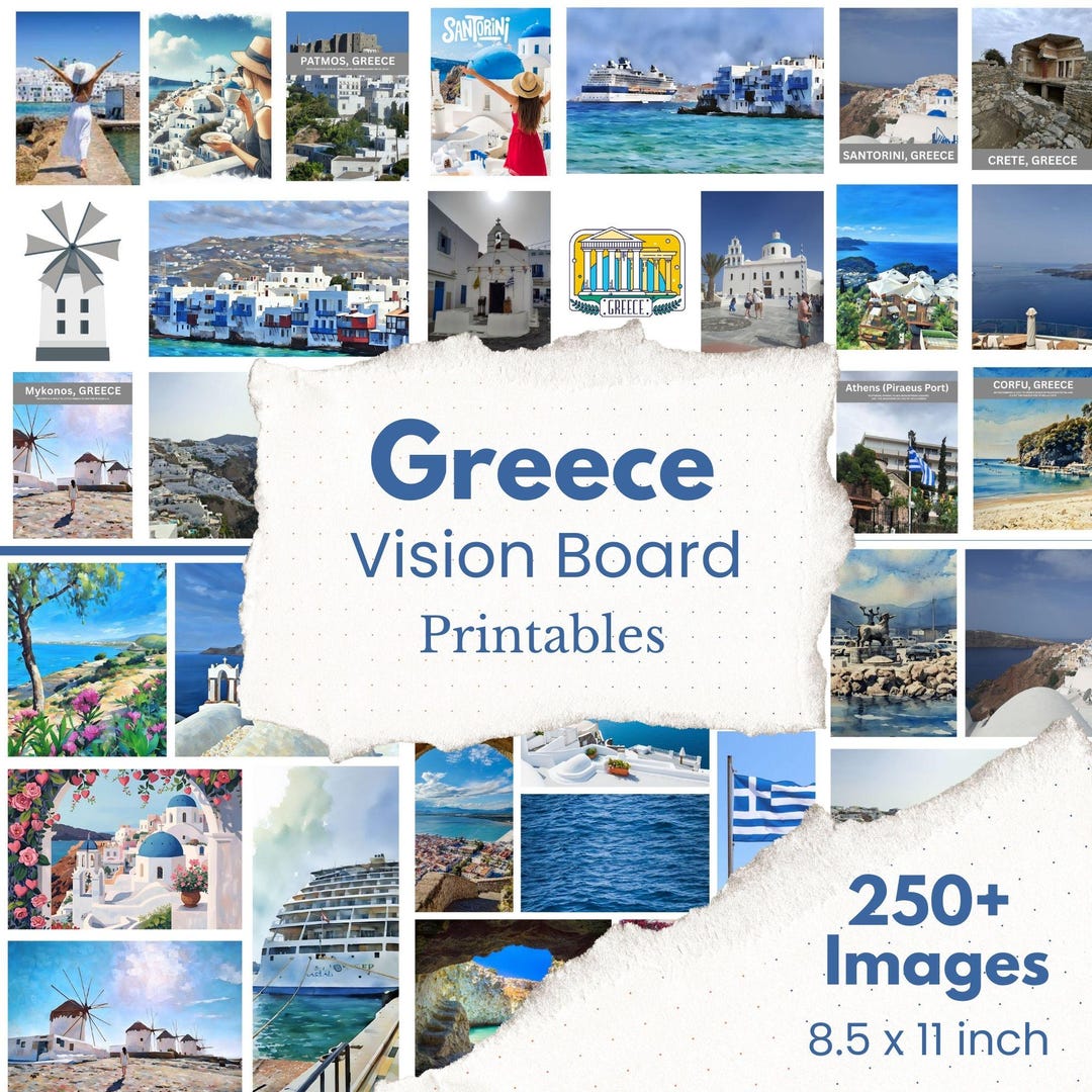 Greece Travel Vision Board Kit- Island Adventure Scrapbook Kit- Holiday ...