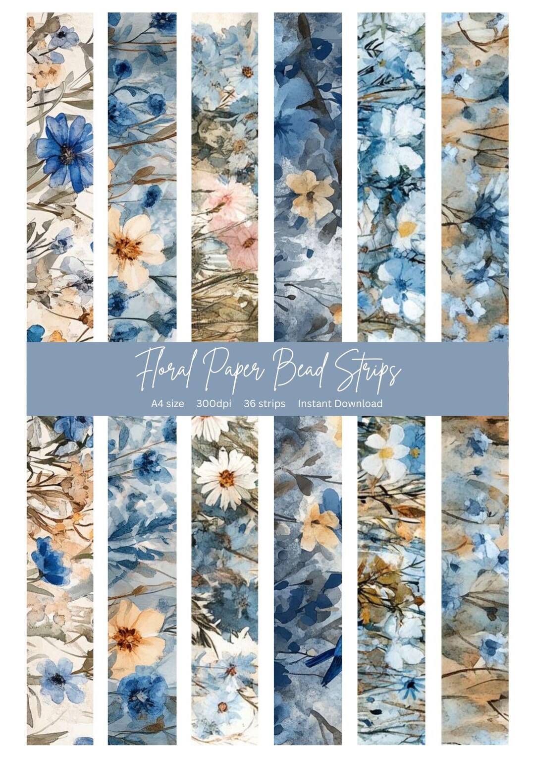 Paper Bead Strips | Set of 36 Colorful Strips | Floral Style | A4 Size ...