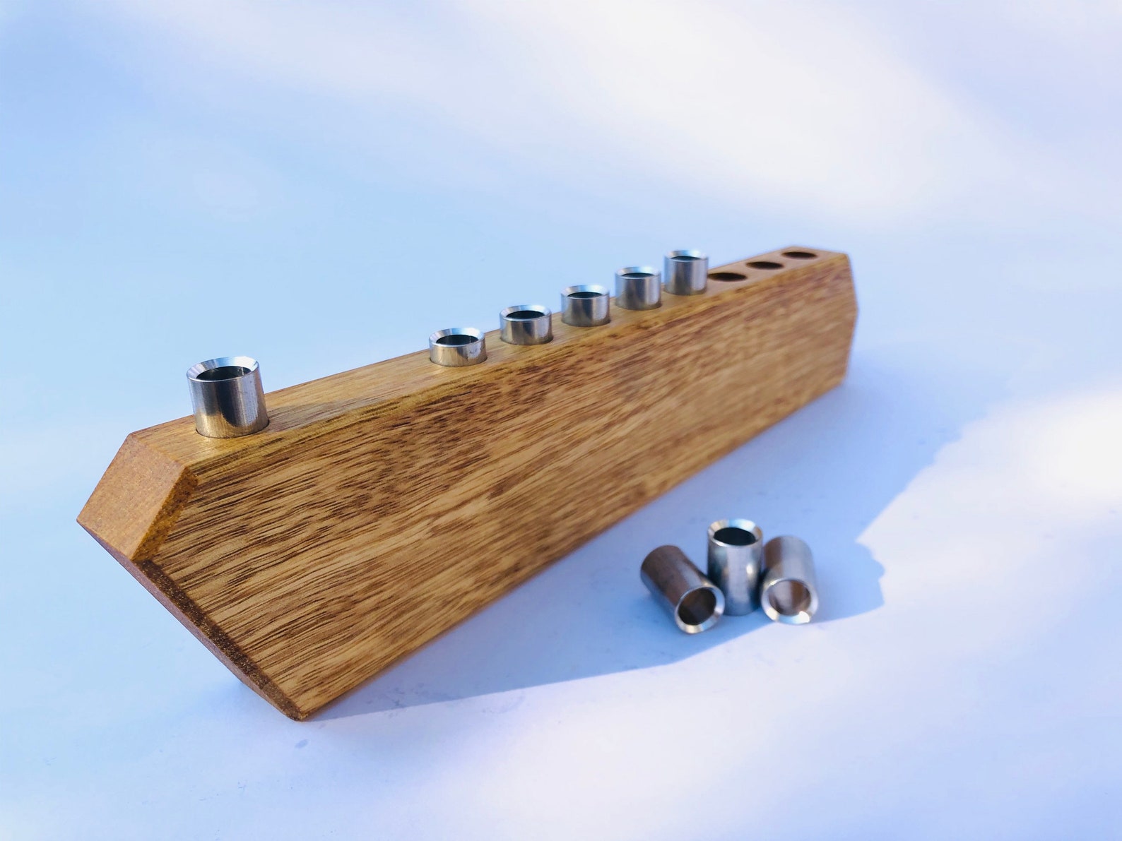 Handcrafted African Walnut Hanukkiah - Menorah for Hanukkah - Artisanal ...