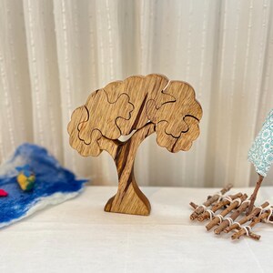 Sustainable Wooden Tree Puzzle - Rustic Jigsaw Game, Educational Toy ...