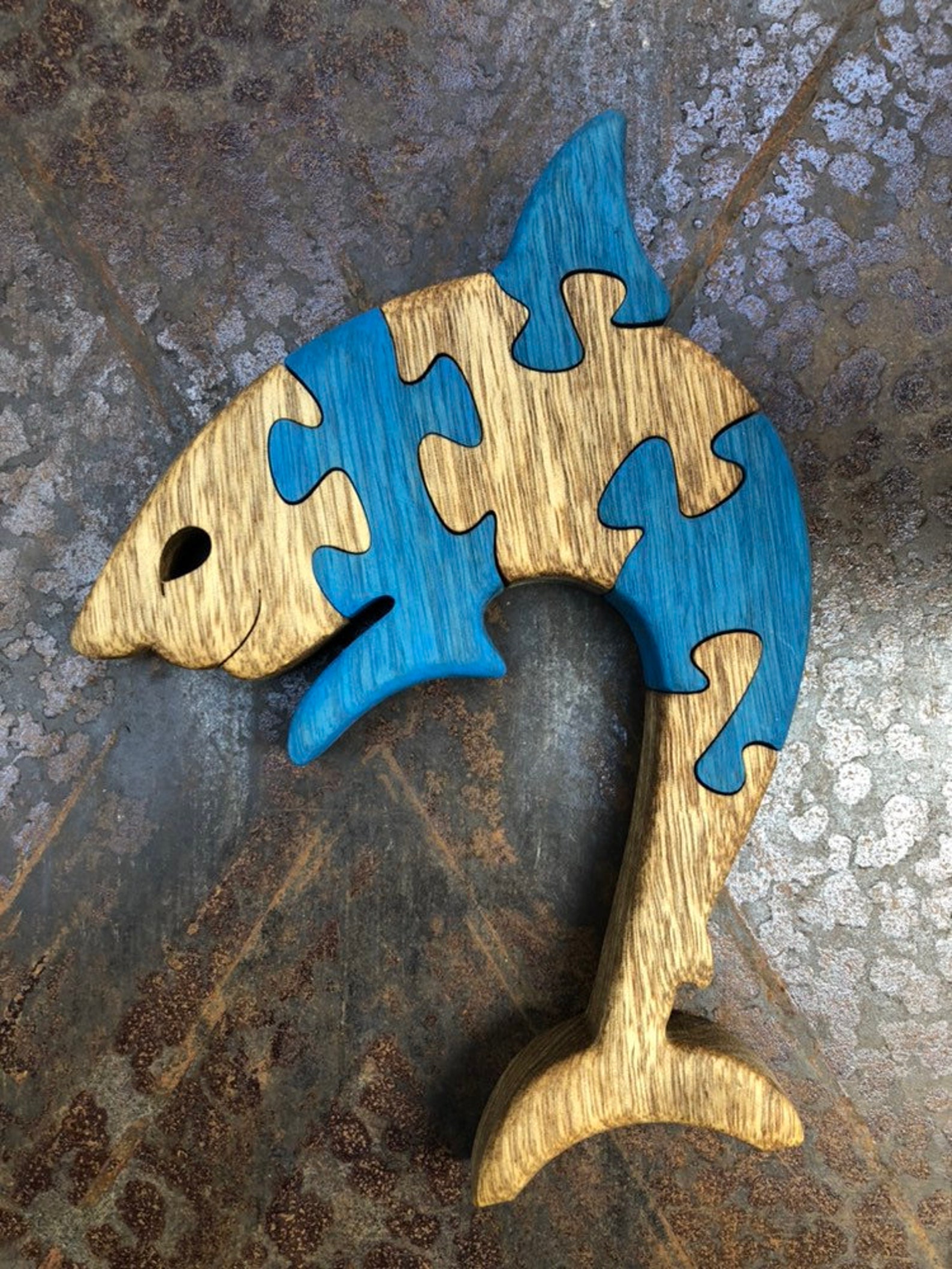 Wooden Happy Shark Puzzle. - Etsy