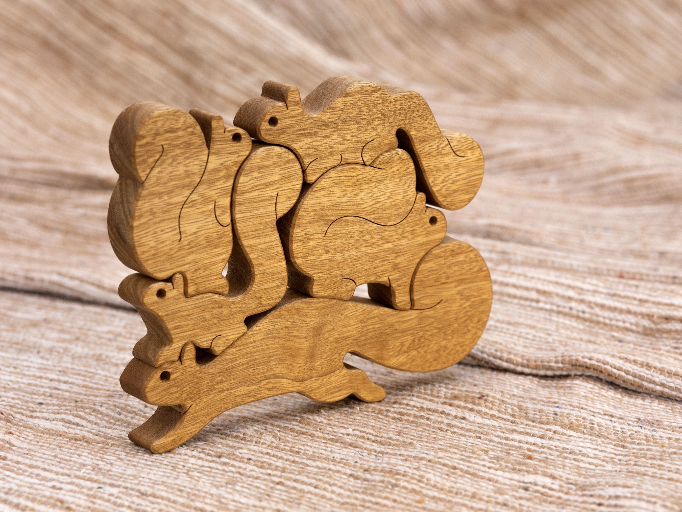 Squirrels Scrollsaw Puzzle With Five Interlocked Squirrels, Hand Made ...