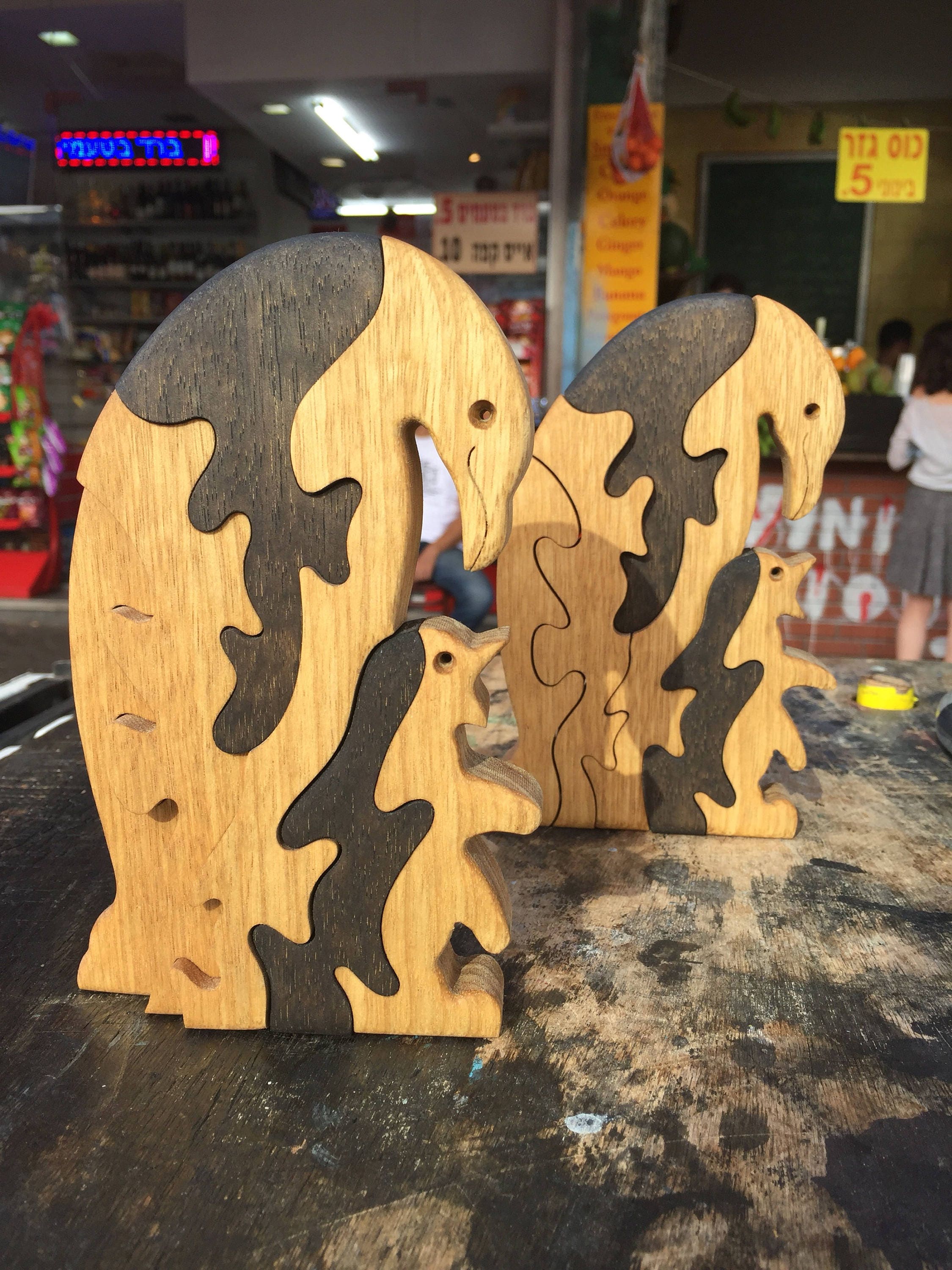 Wooden Penguin Puzzle the Male Emperor Penguin With His Baby - Etsy