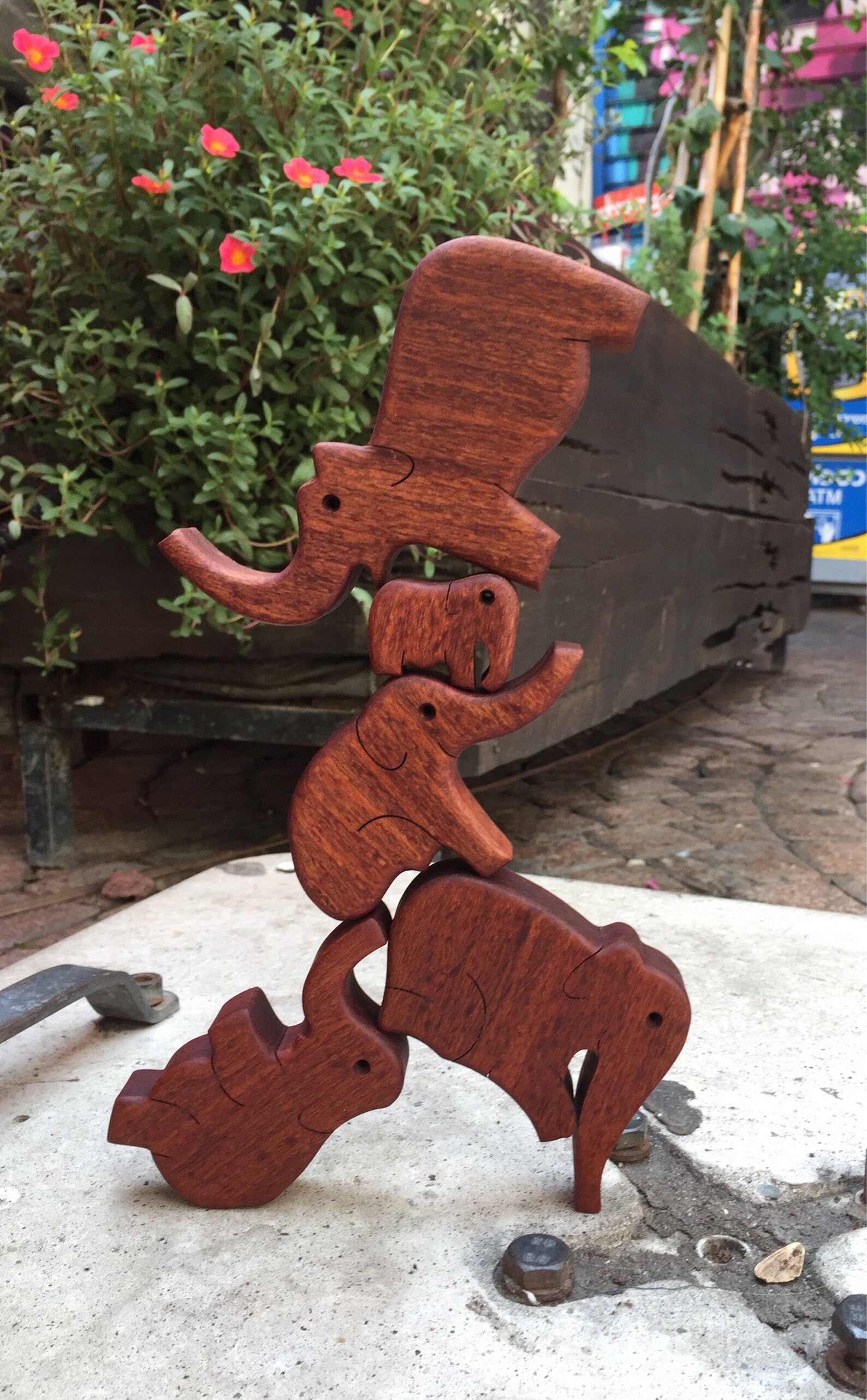 Wooden Elephants Tower Balancing Game Mahogany Pyramid. - Etsy