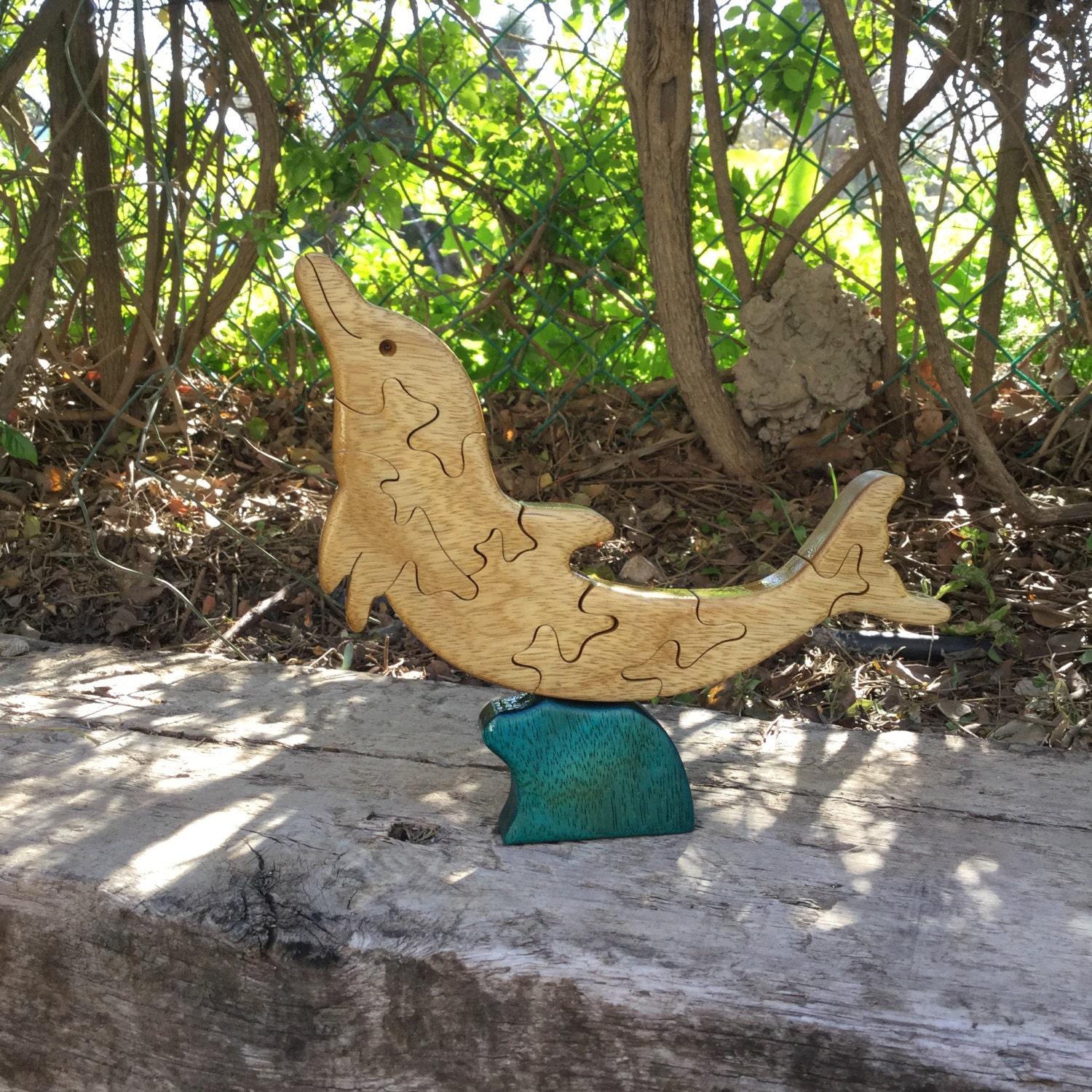 Elegant Dolphin Wooden Puzzle With Wave Stand Handcrafted Marine Jigsaw ...