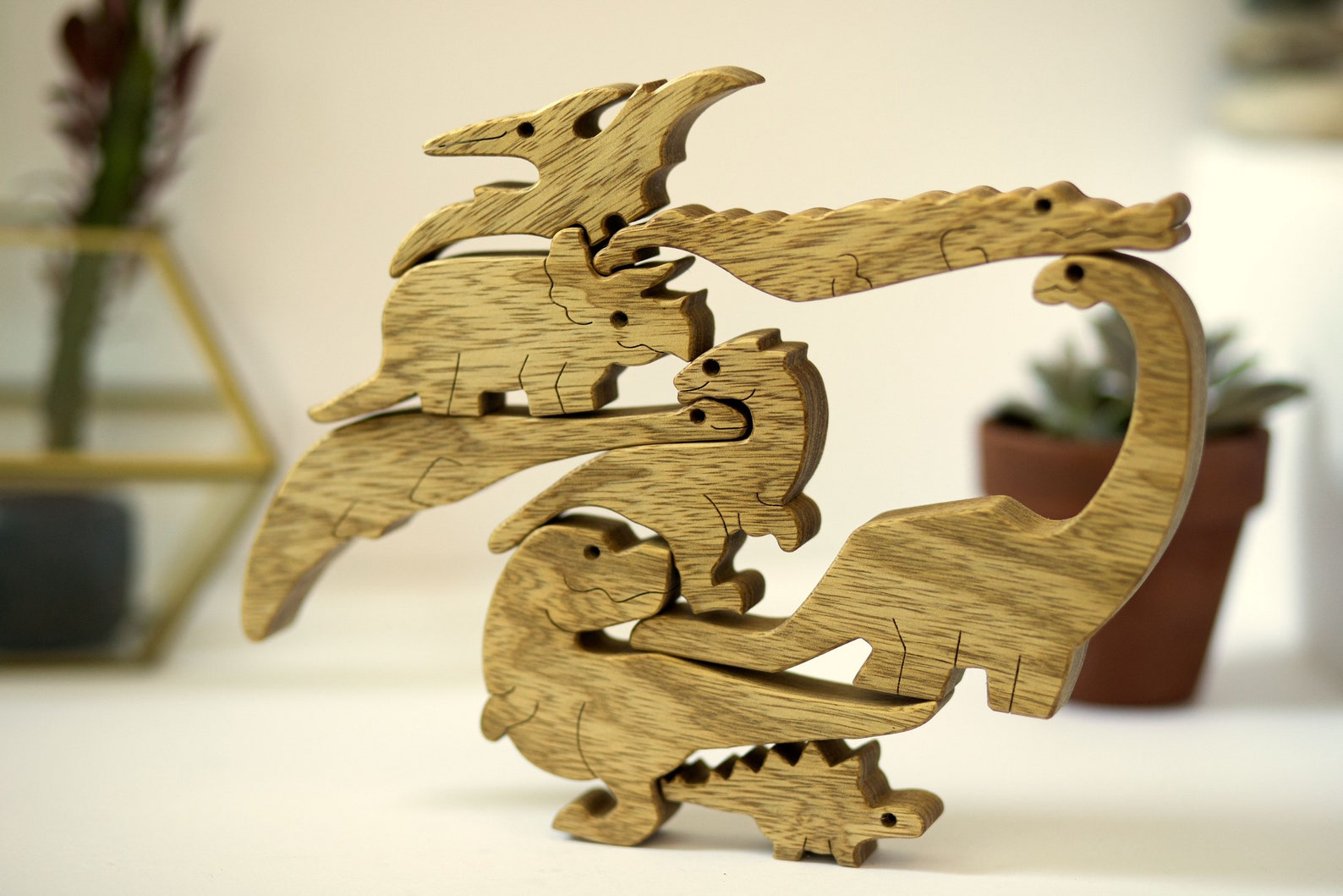 Wooden Dinosaurs Puzzle. 8 Dinosaurs Hand Made Solid Wood - Etsy