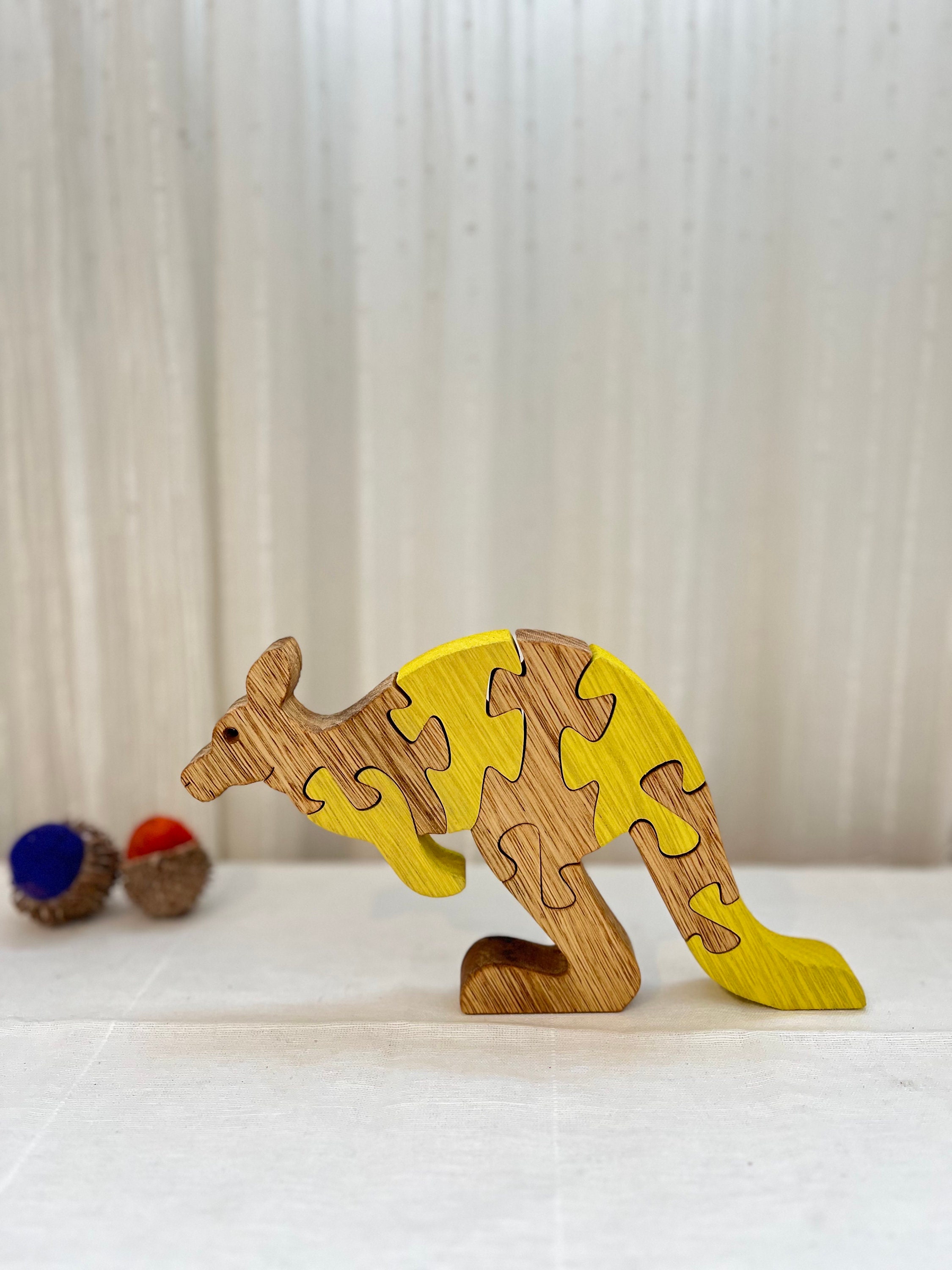 Charming Kangaroo Wooden Puzzle - Interactive Aussie Animal Game ...