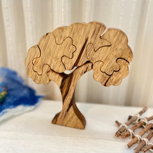 Sustainable Wooden Tree Puzzle - Rustic Jigsaw Game, Educational Toy ...