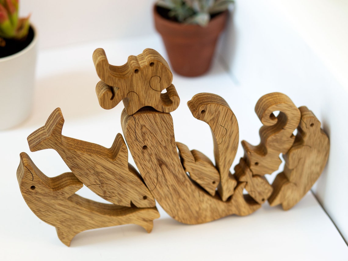 Sea Animals Wooden Puzzle Hand Made Scroll-saw Game - Etsy