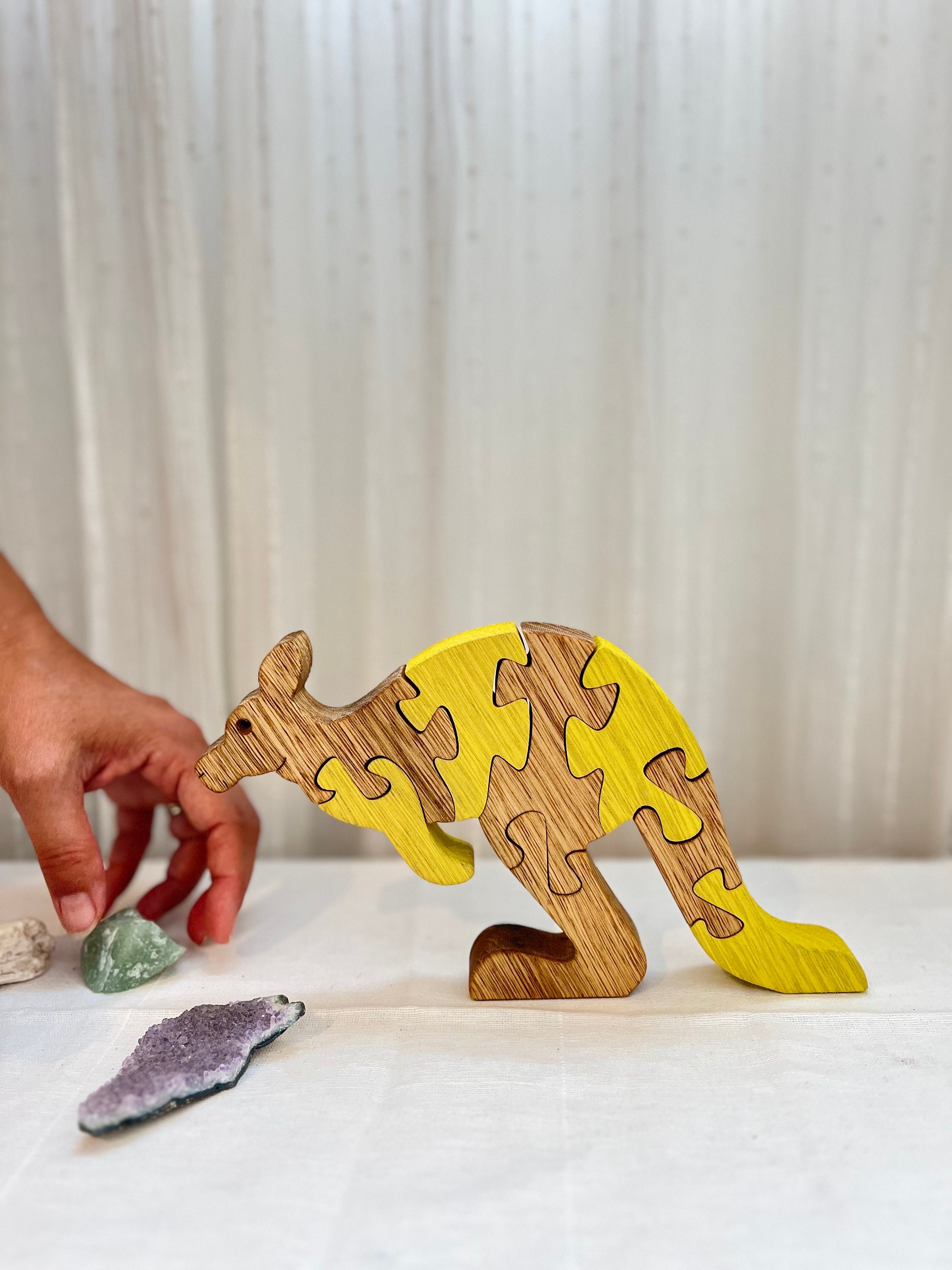 Charming Kangaroo Wooden Puzzle - Interactive Aussie Animal Game ...