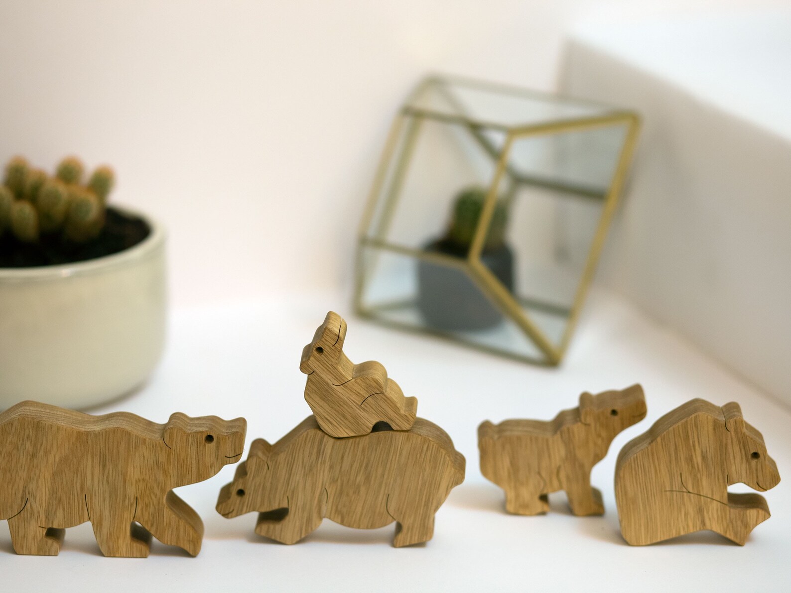 Bears Puzzle - 5 Interlocked Wooden Bears Puzzle With a Optional Square ...
