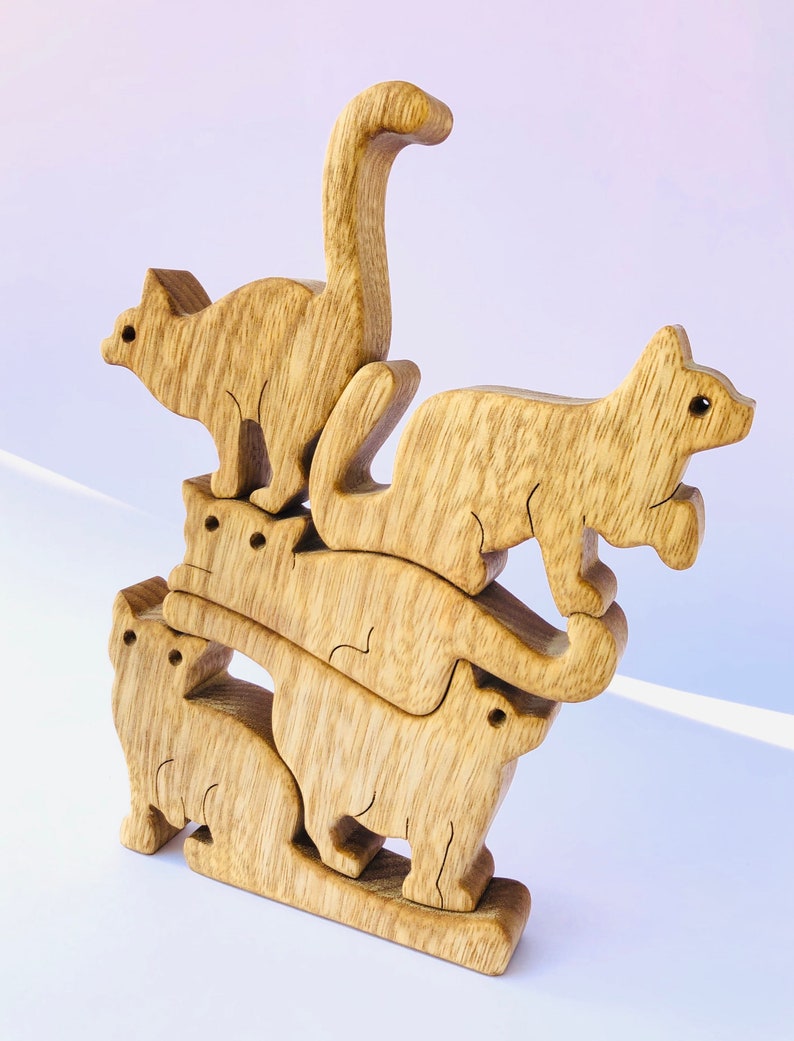 Wooden cats pyramid for cat lovers. | Etsy
