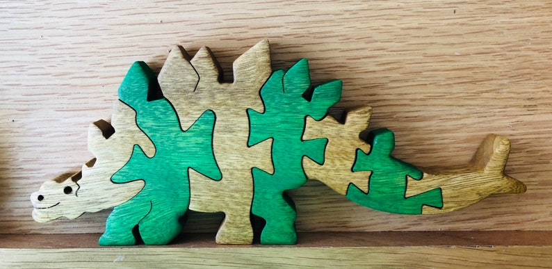 Wooden Dinosaur puzzle Stegosaurus puzzle Gift for kids | Etsy