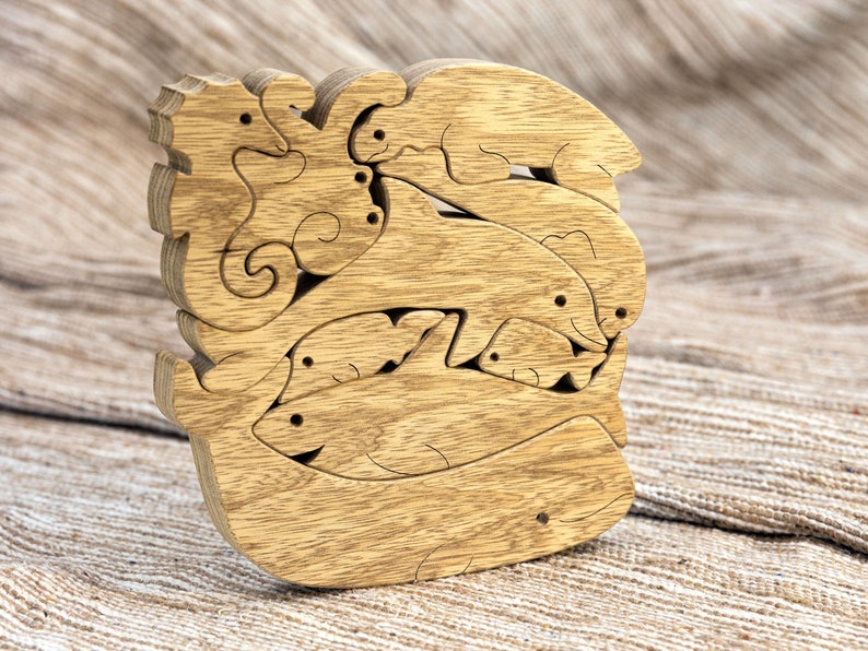 Sea Animals Wooden Puzzle Hand Made Scroll-saw Game - Etsy