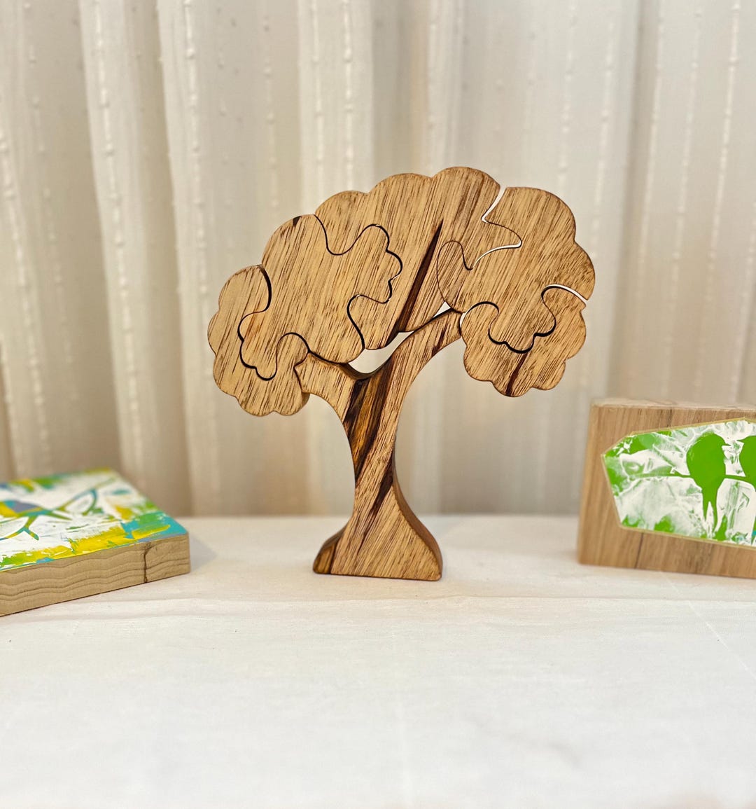 Sustainable Wooden Tree Puzzle - Rustic Jigsaw Game, Educational Toy ...