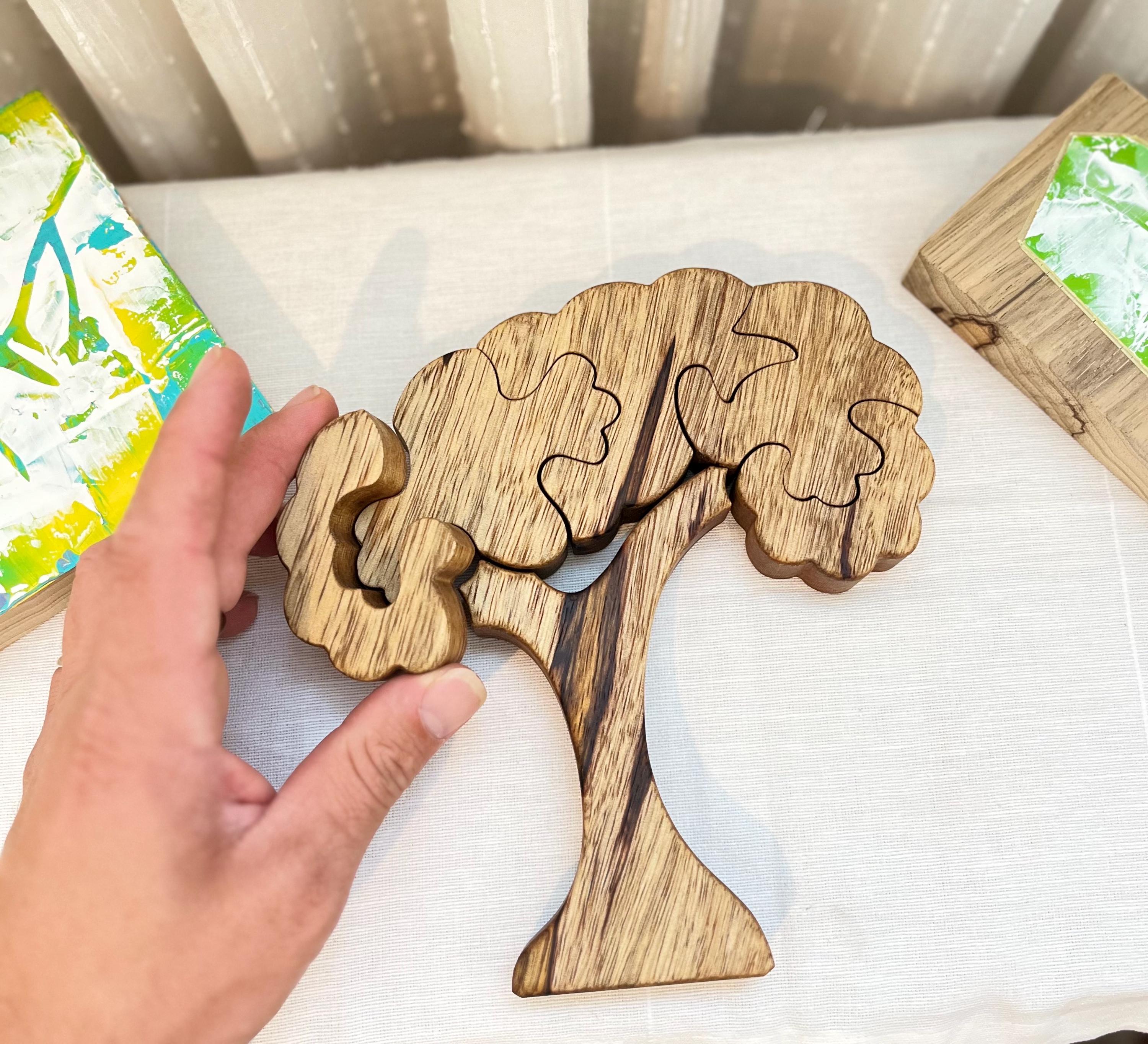 Sustainable Wooden Tree Puzzle - Rustic Jigsaw Game, Educational Toy ...