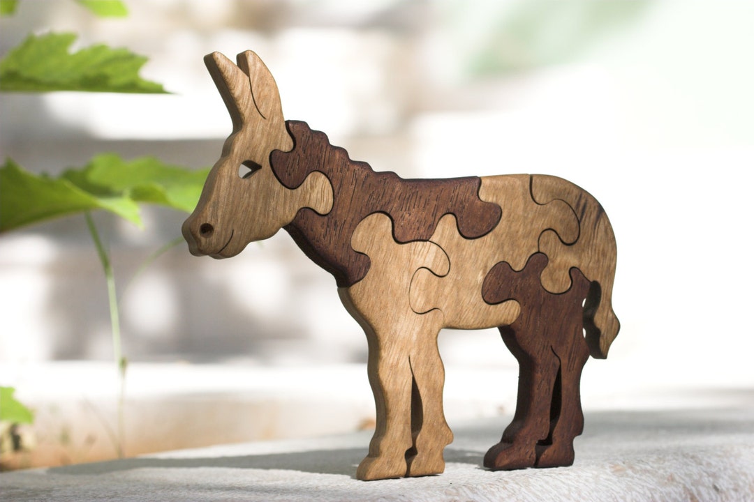 Wooden Toys Wood Puzzle Wooden Donkey Puzzle Jigsaw Puzzle Gift for ...