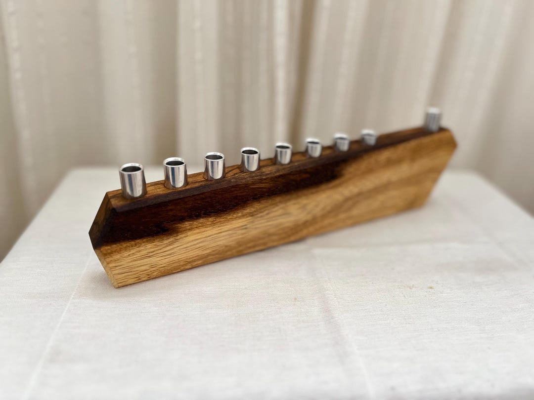 Handcrafted African Walnut Hanukkiah Unique Menorah for Hanukkah ...