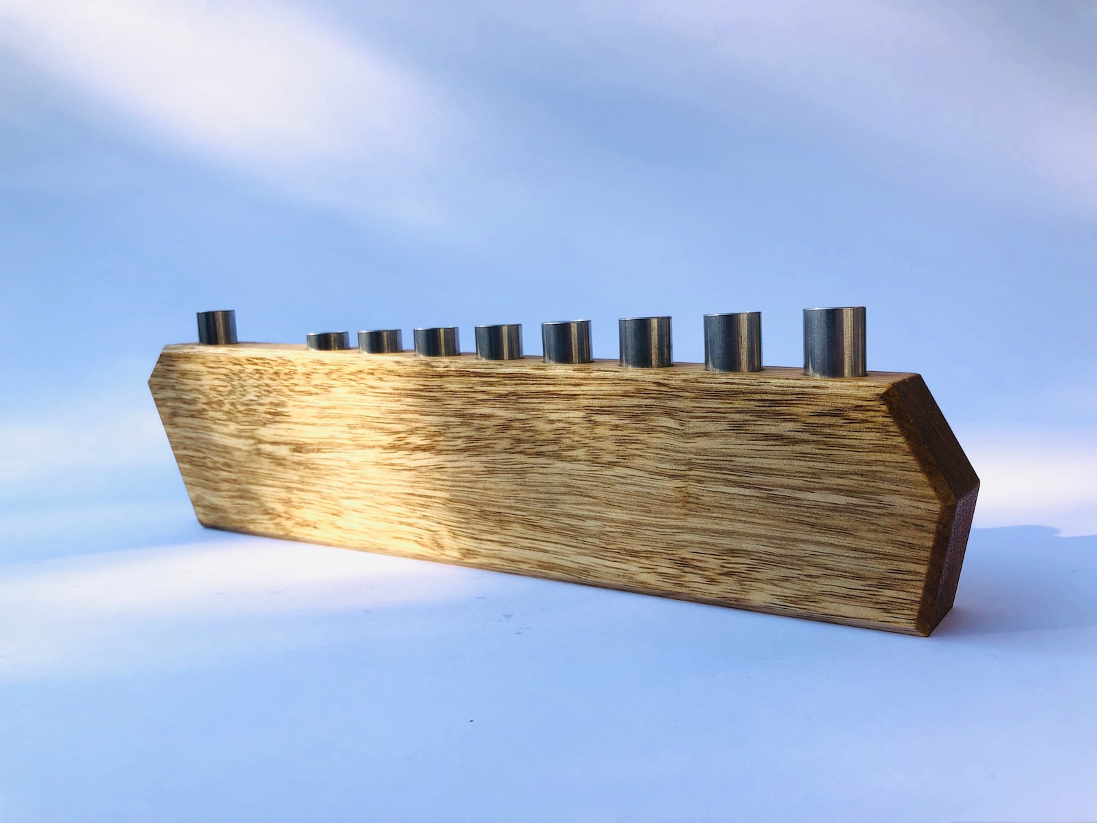Handcrafted African Walnut Hanukkiah - Menorah for Hanukkah - Artisanal ...