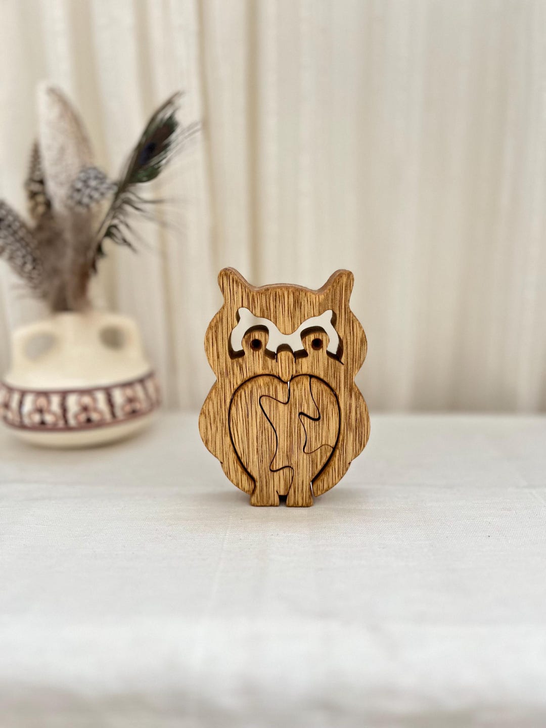 Whimsical Owl Wooden Puzzle - Handmade Mahogany & African Walnut Jigsaw ...