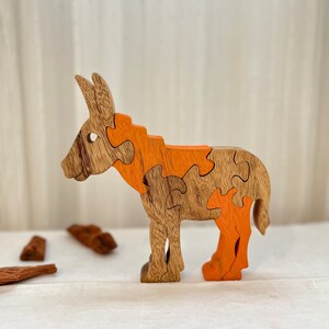 Wooden Toys- Wood Puzzle- Wooden Donkey Puzzle- Jigsaw Puzzle- Gift for ...